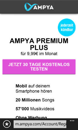 Ampya Musikstreaming im Check - Check-App