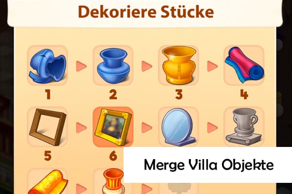 Merge Villa Guide - Alle Objekte und Generatoren (Liste) - Check-App