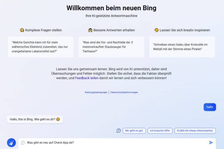 Das neue Bing in Deutschland verfügbar! Die Chat-KI im Test - Check-App